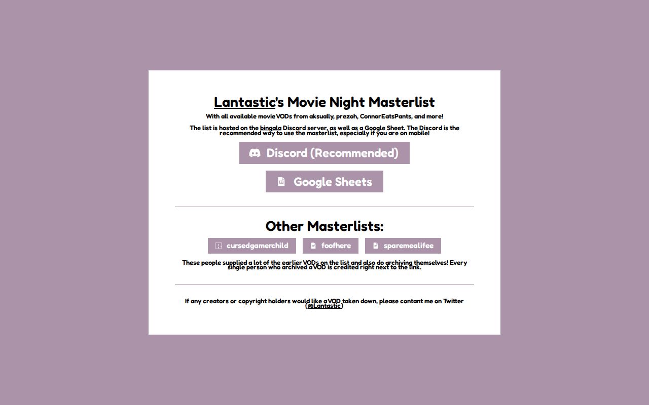 movie nights masterlist